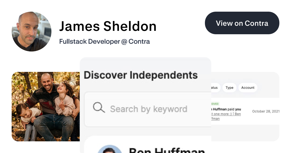 James Sheldon on Contra | Fullstack Developer @ Contra