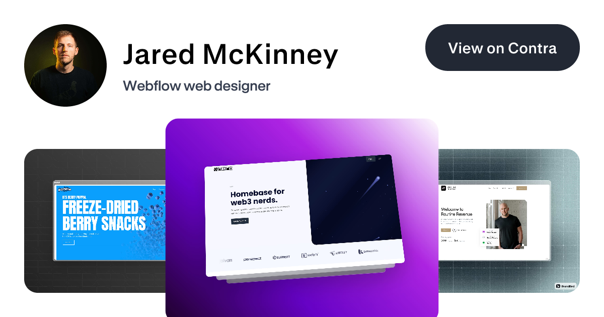 Jared McKinney on Contra | Webflow web designer