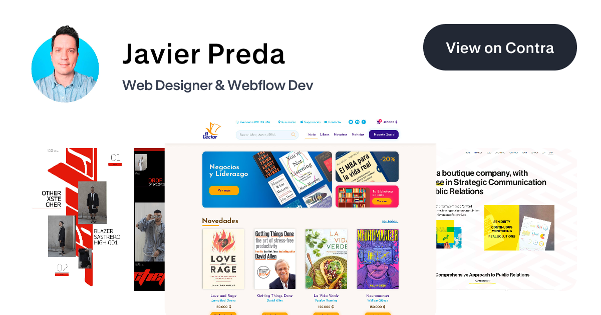 Javier Preda on Contra | Web Designer & Webflow Dev