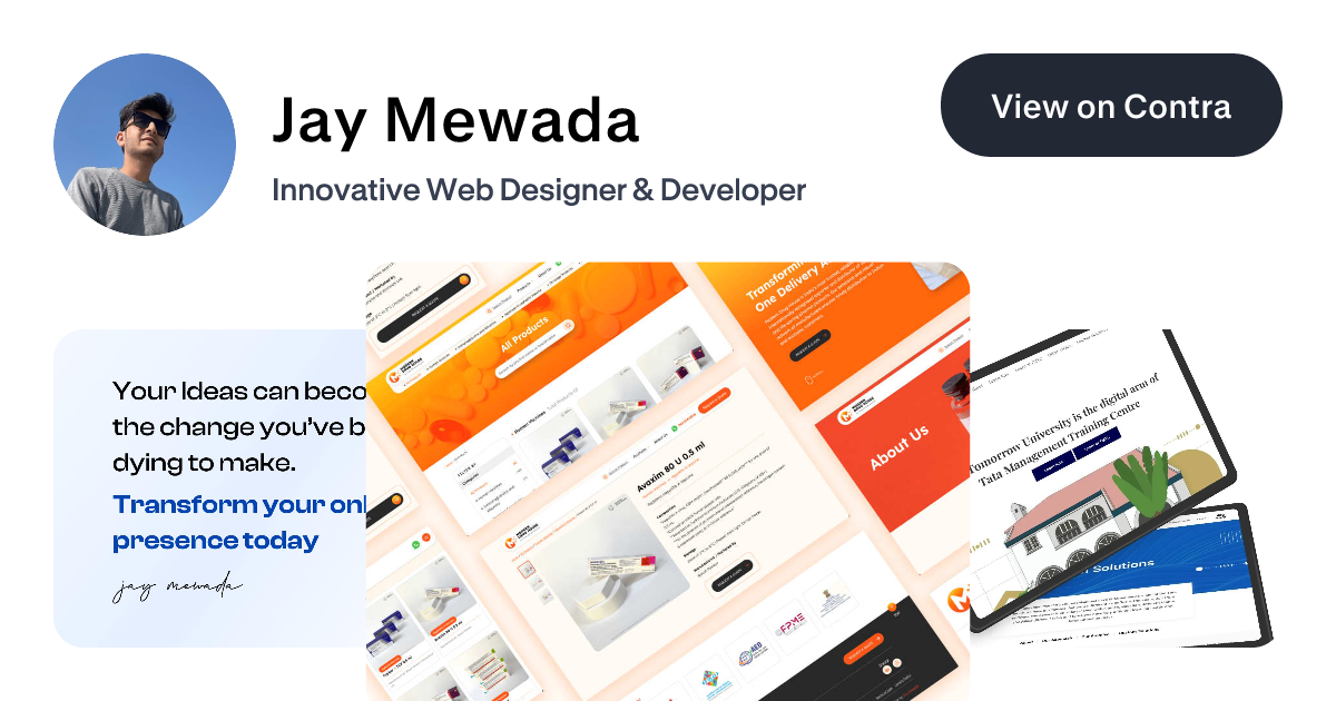 Jay Mewada on Contra | Innovative Web Designer & Developer
