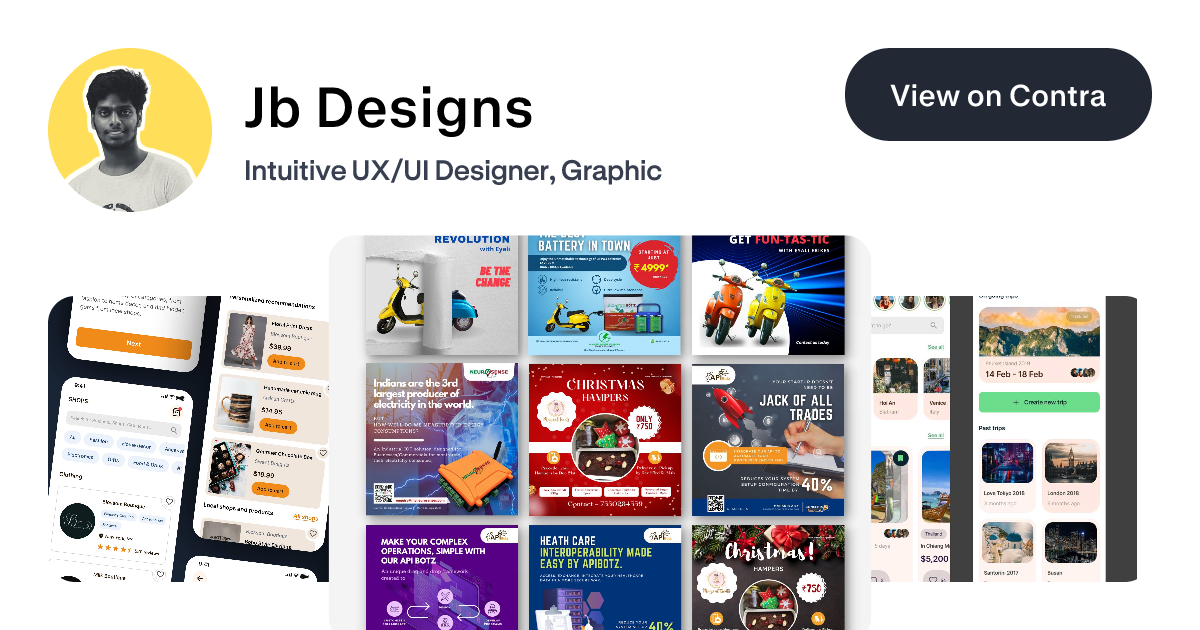 Jb Designs on Contra | Intuitive UX/UI Designer, Graphic