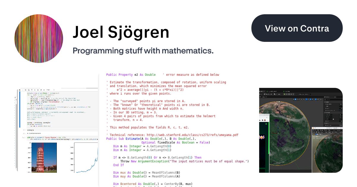 Joel Sjögren on Contra | Programming stuff with mathematics.