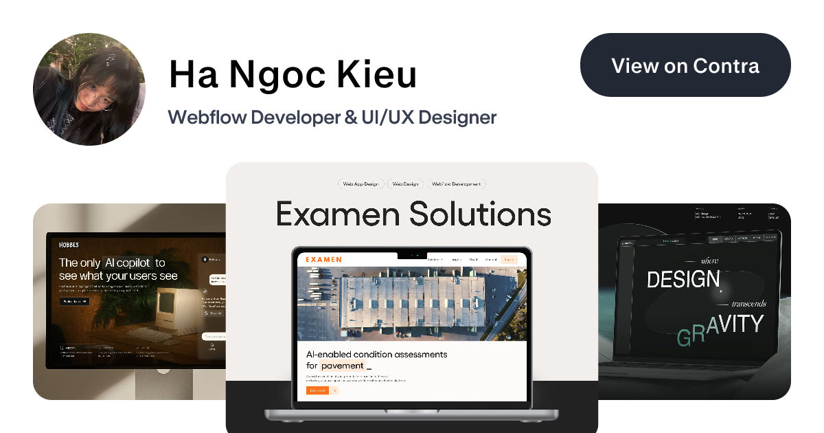 Ha Ngoc Kieu on Contra | Webflow Developer & UI/UX Designer
