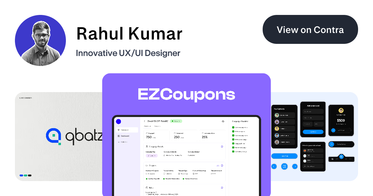 Rahul Kumar on Contra | Innovative UX/UI Designer