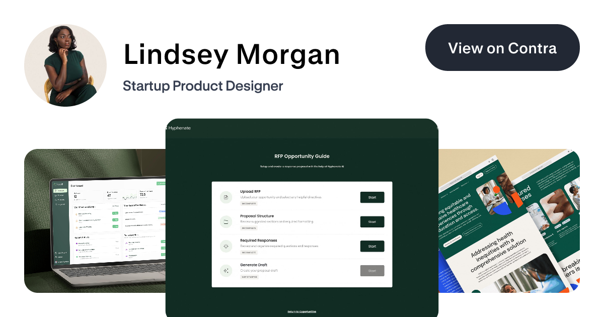 Lindsey Morgan on Contra | Startup Product Designer