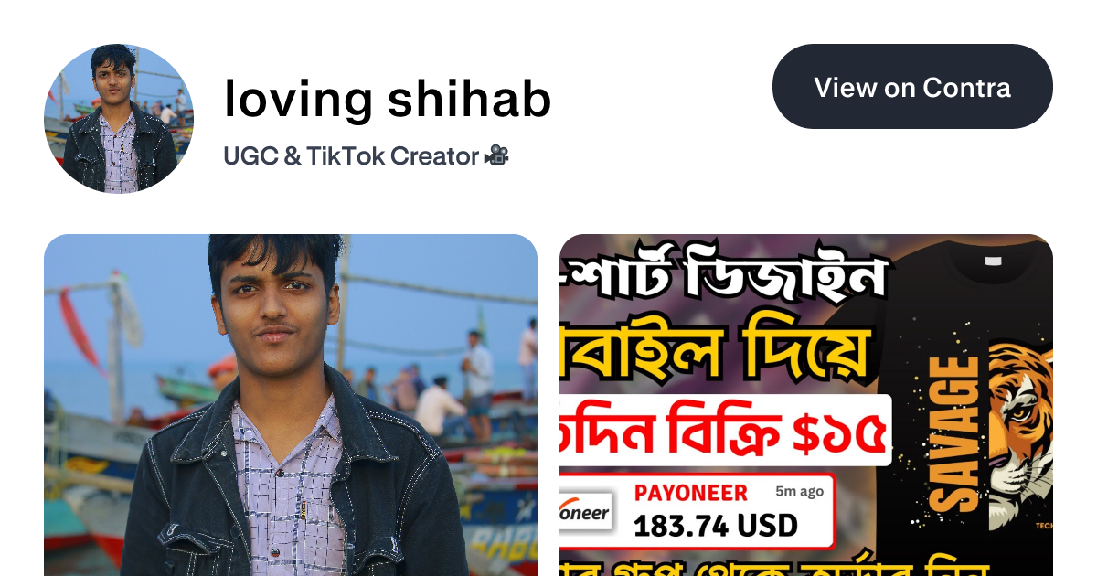 loving shihab on Contra | UGC & TikTok Creator 🎥