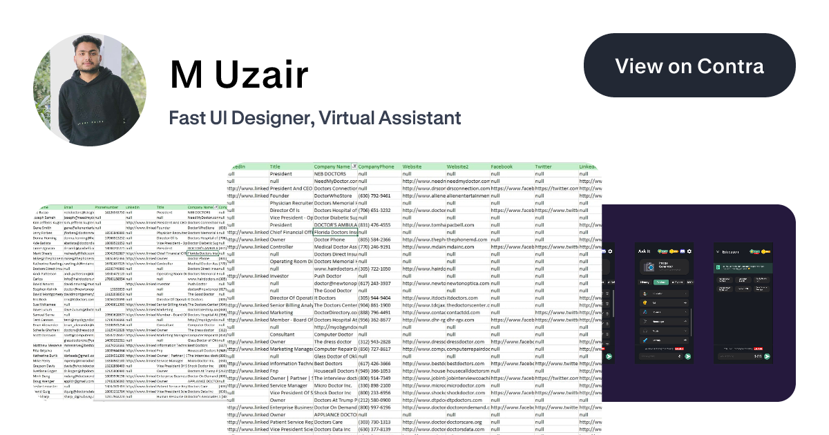 M Uzair on Contra | Fast UI Designer, Virtual Assistant