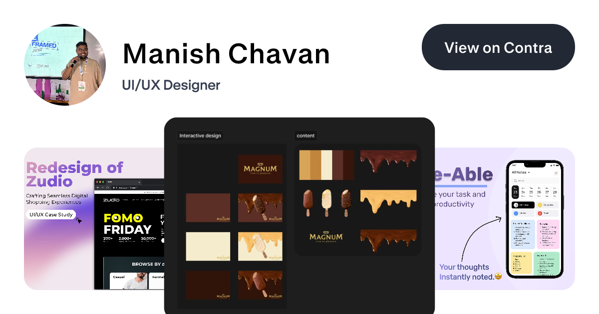 Manish Chavan on Contra | UI/UX Designer