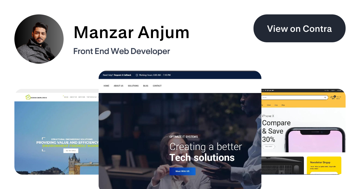Manzar Anjum on Contra | Front End Web Developer