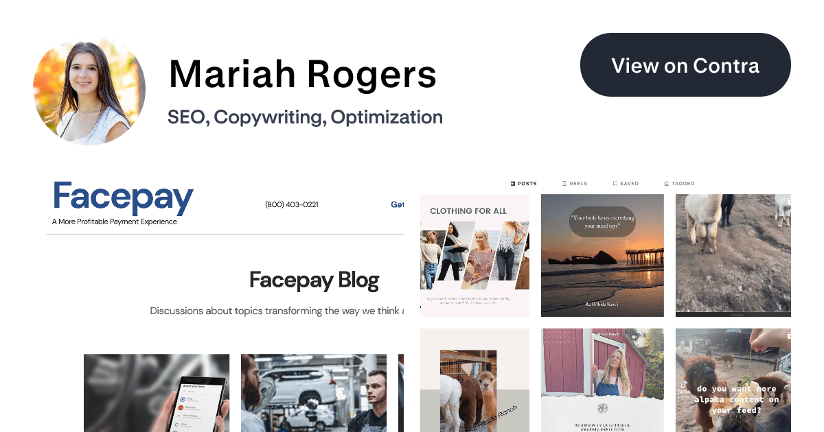 Mariah Rogers on Contra | SEO, Copywriting, Optimization
