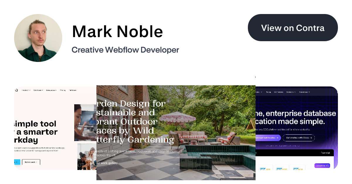 Mark Noble on Contra | Creative Webflow Developer