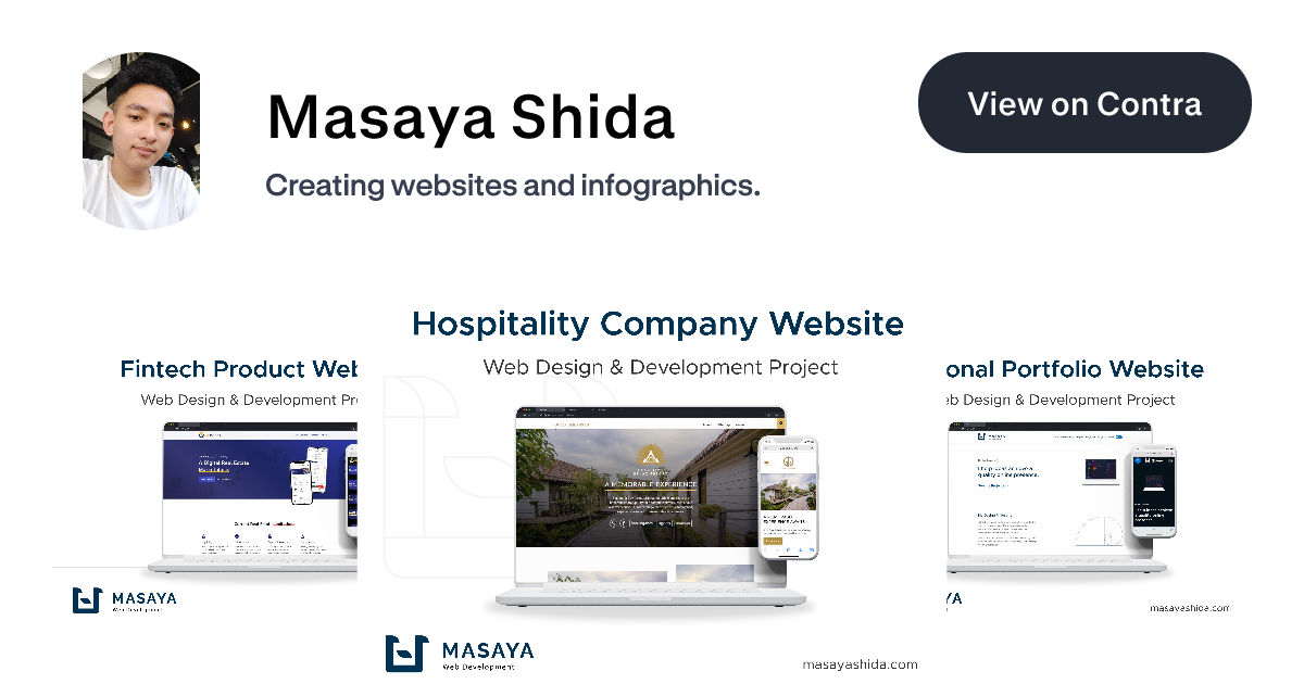 Masaya Shida on Contra | Creating websites and infographics.