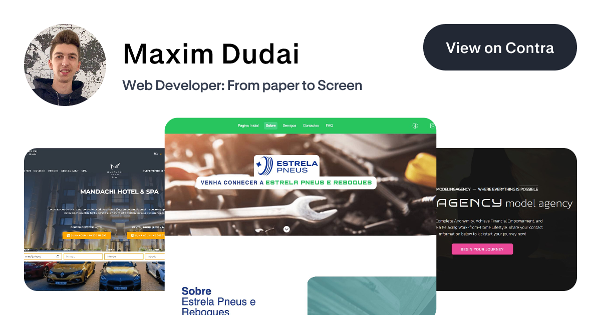 Maxim Dudai on Contra | Web Developer: From paper to Screen