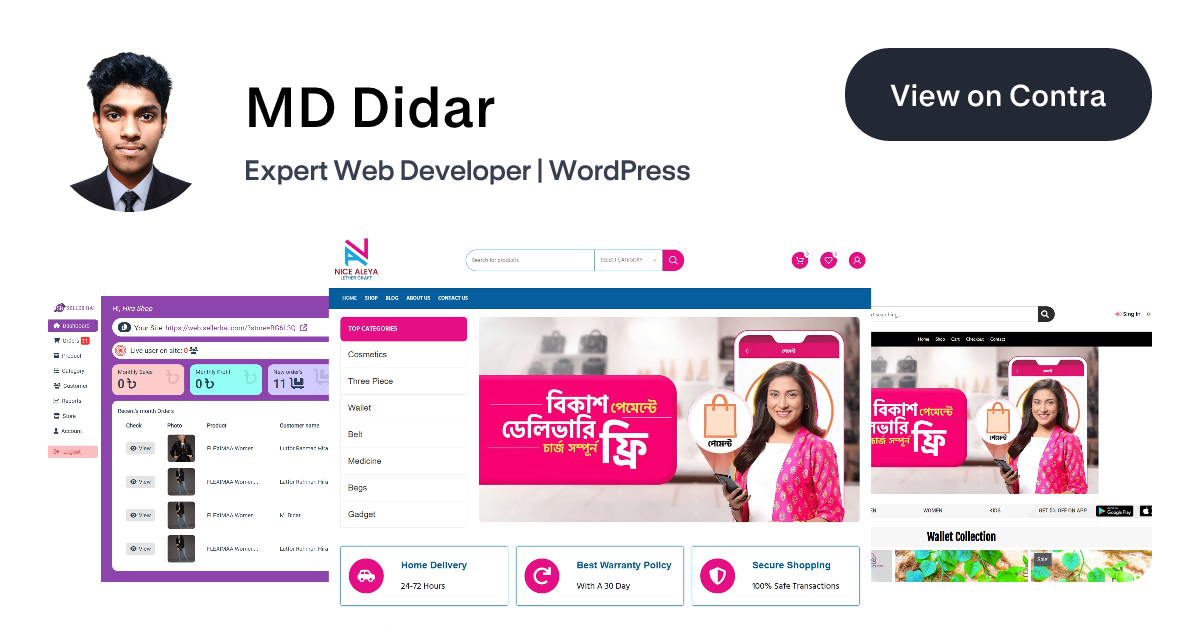 MD Didar on Contra | Expert Web Developer | WordPress