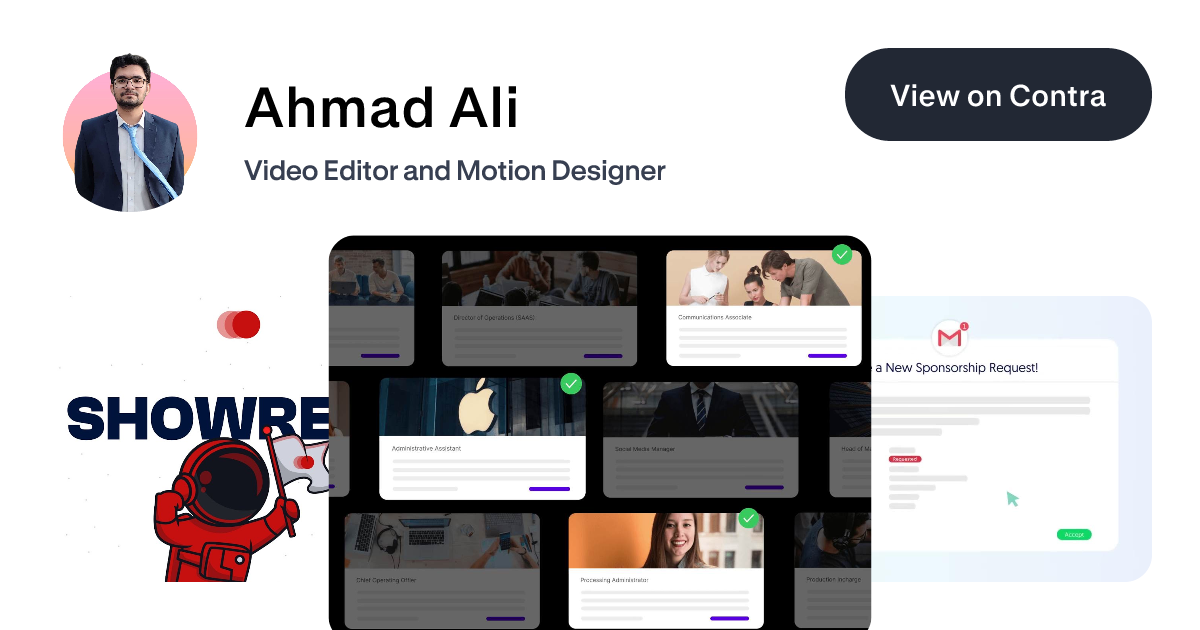 Ahmad Ali on Contra | Video Editor and Motion Designer