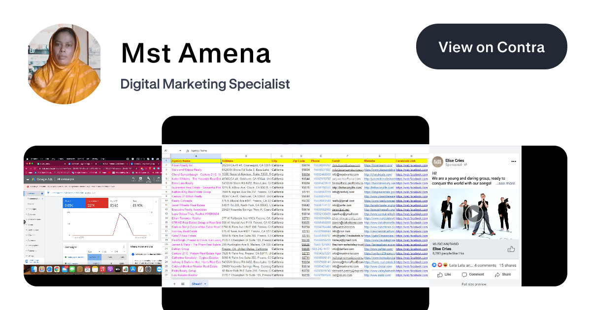 Mst Amena on Contra | Digital Marketing Specialist