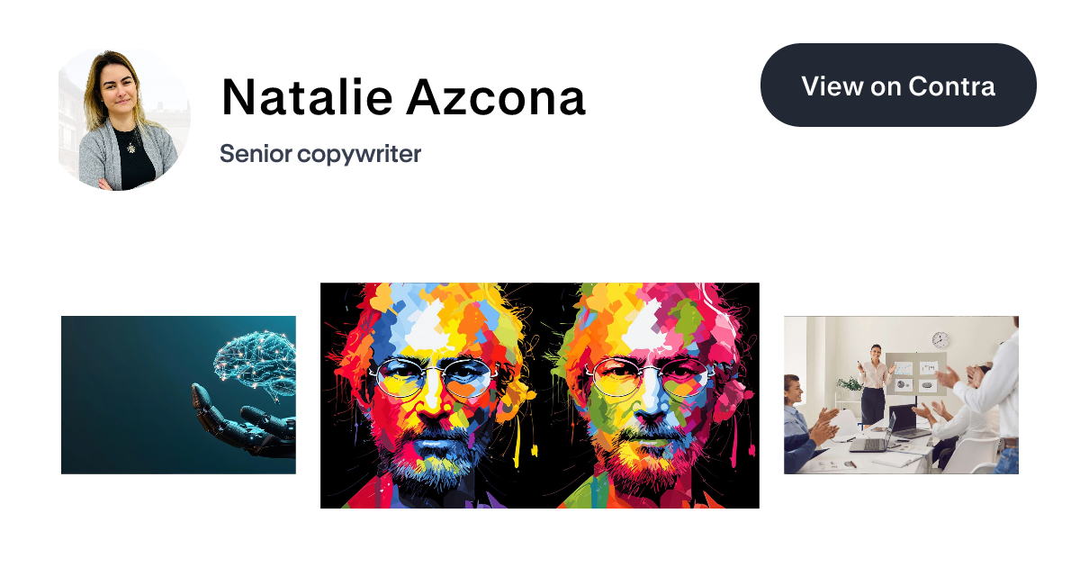 Natalie Azcona on Contra | Senior copywriter
