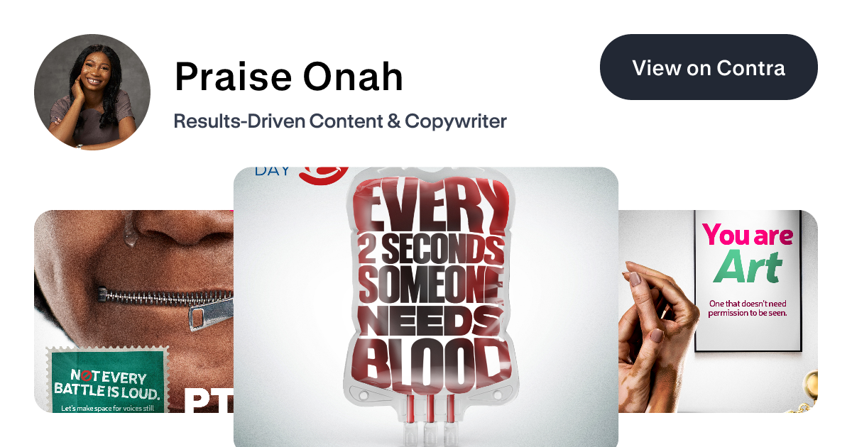 Praise Onah on Contra | Results-Driven Content & Copywriter