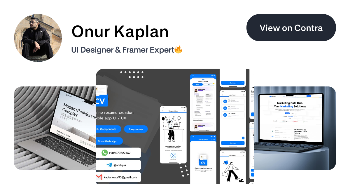 Onur Kaplan on Contra | UI Designer & Framer Expert🔥