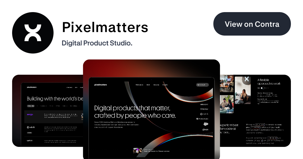 Pixelmatters • on Contra | Digital Product Studio.