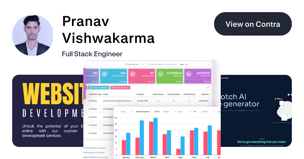 Pranav Vishwakarma on Contra | Full Stack Engineer