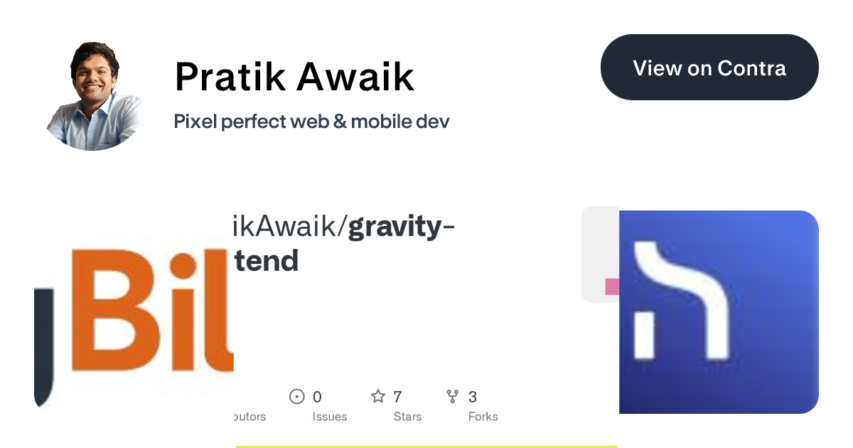 Pratik Awaik on Contra | Pixel perfect web & mobile dev