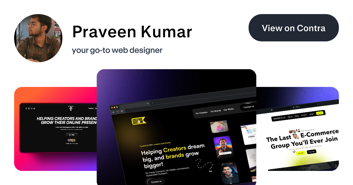 Praveen Kumar's Work | Contra