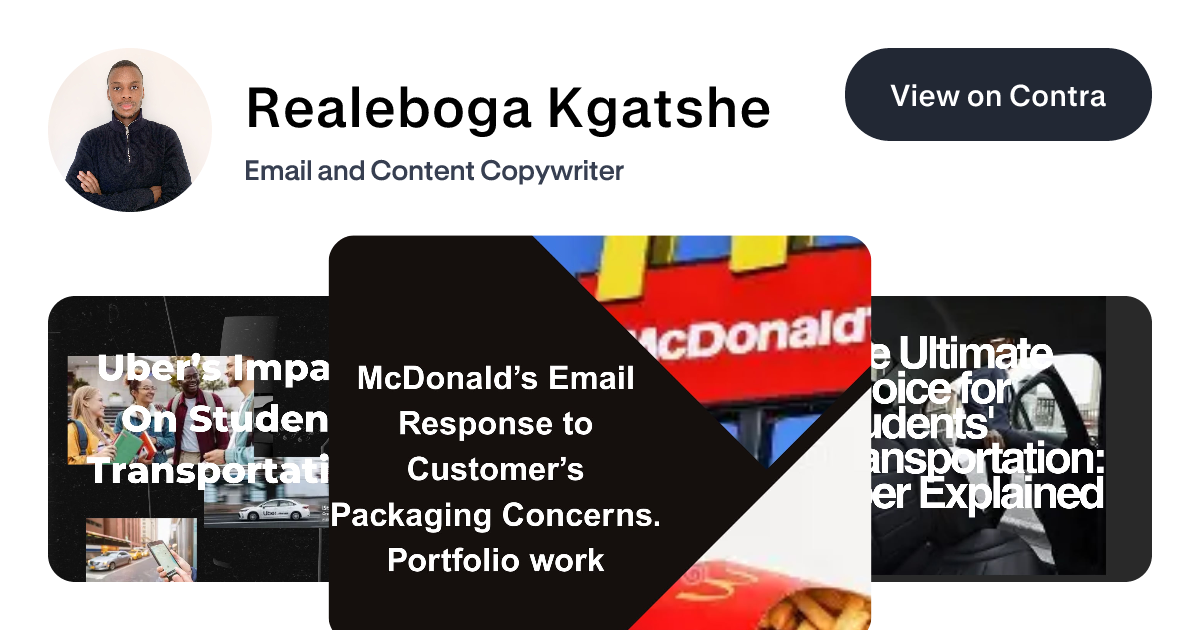 Realeboga Kgatshe on Contra | Email and Content Copywriter