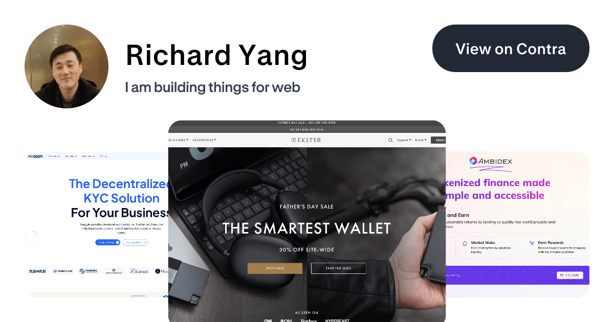 Richard Yang on Contra | I am building things for web