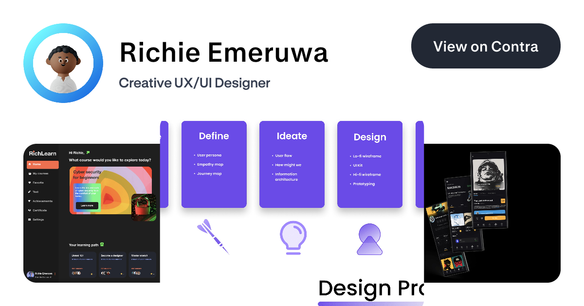 Richie Emeruwa on Contra | Creative UX/UI Designer
