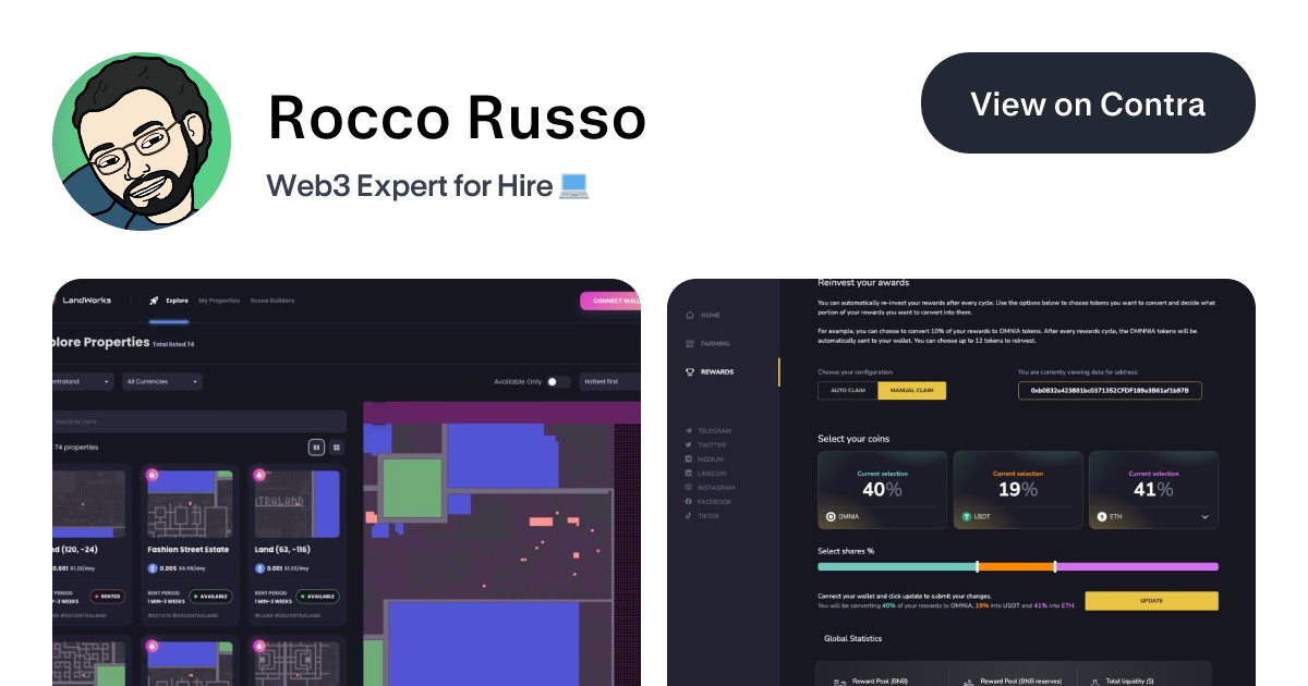 Rocco Russo on Contra | Web3 Expert for Hire 💻