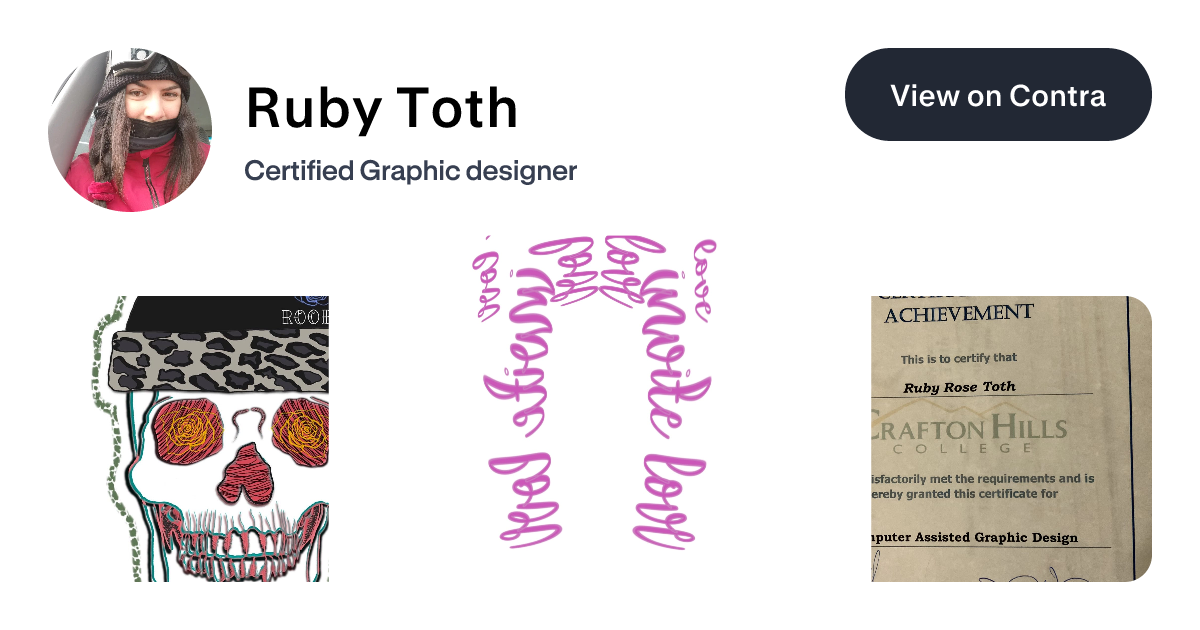 Ruby Toth on Contra | Certified Graphic designer