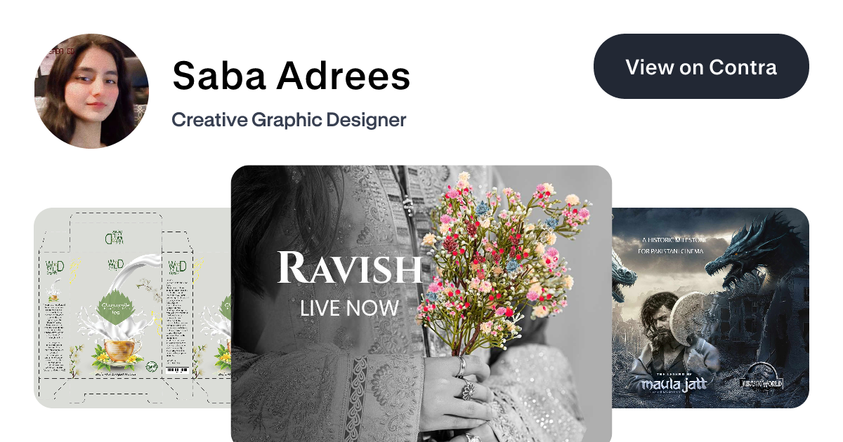 Saba Adrees on Contra | Creative Graphic Designer