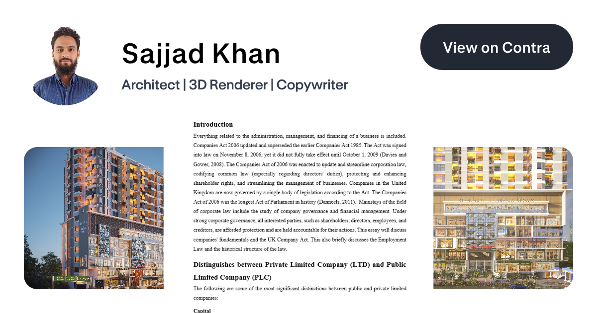 Sajjad Khan on Contra | Architect | 3D Renderer | Copywriter