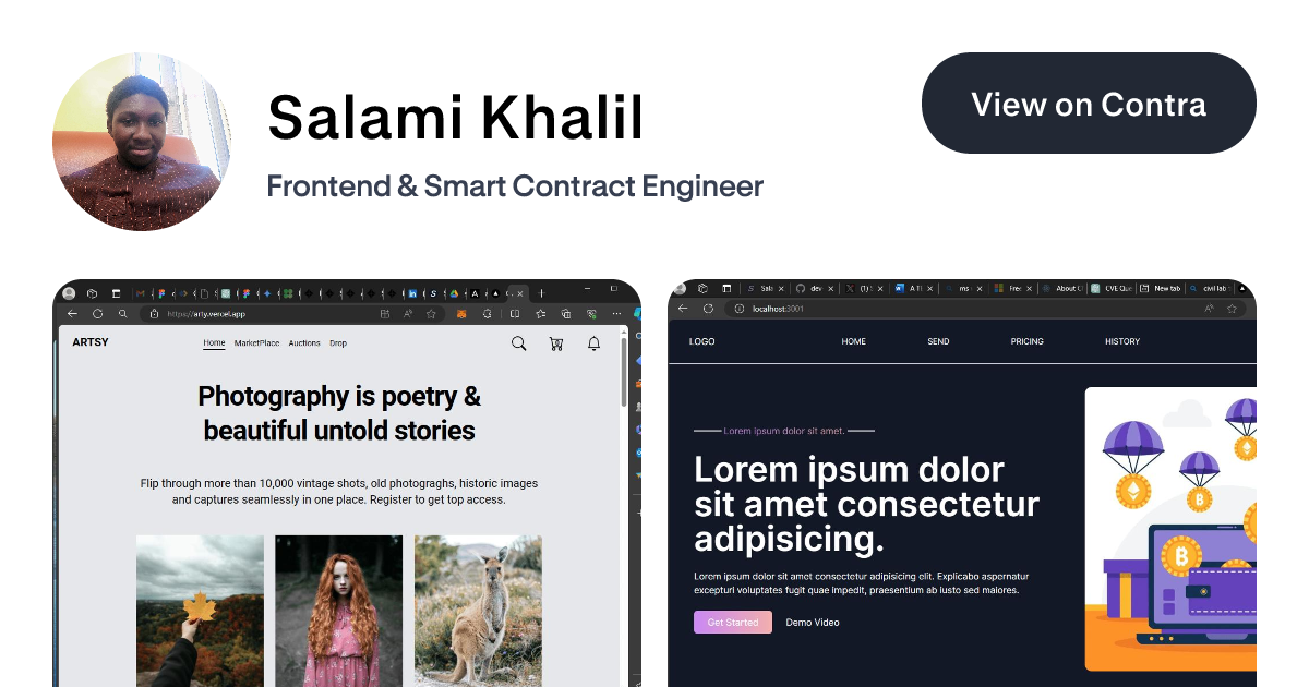 Salami Khalil on Contra | Frontend & Smart Contract Engineer