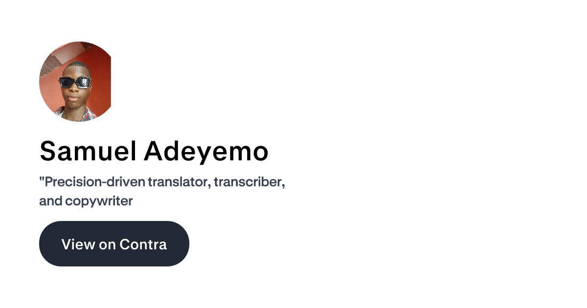 Samuel Adeyemo on Contra