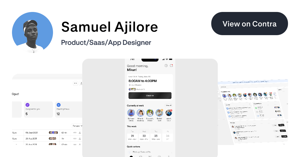 Samuel Ajilore on Contra | Product and Website Designer