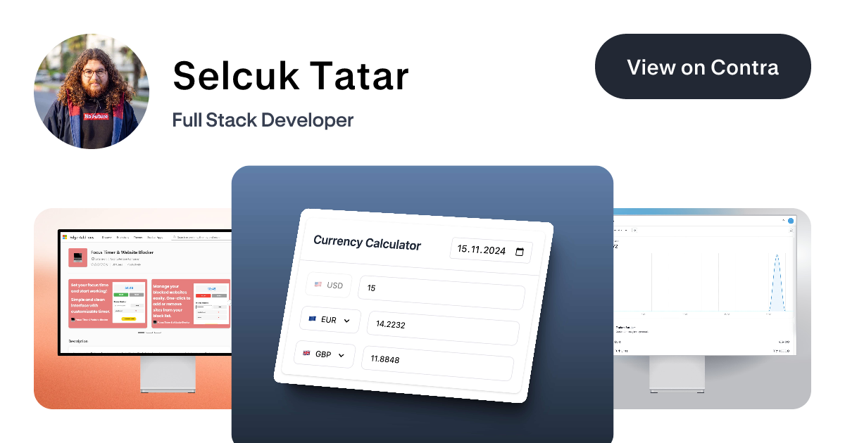 Selcuk Tatar on Contra | Full Stack Developer