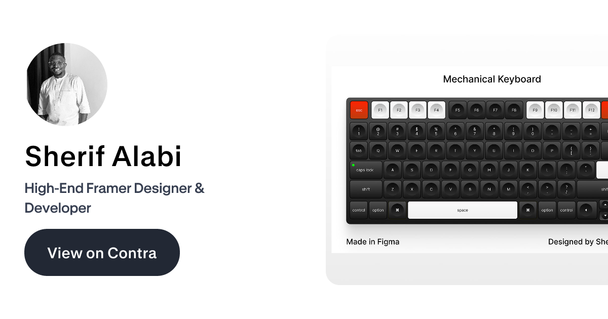 Sherif Alabi on Contra | Framer Developer & Product Designer