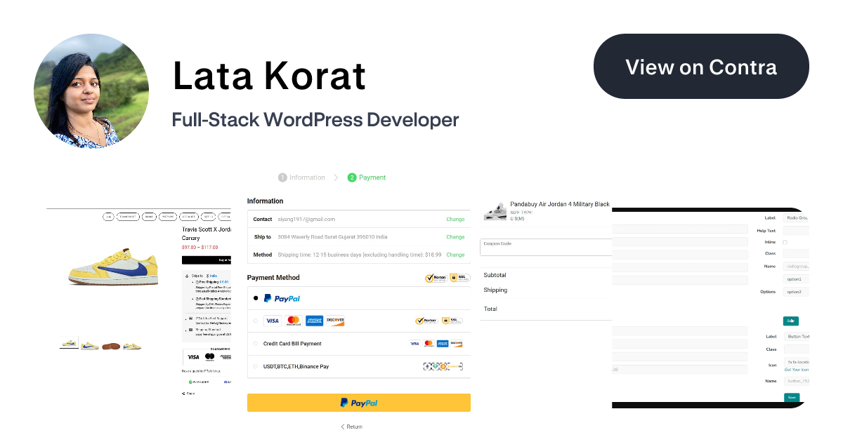 Lata Korat on Contra | Full-Stack WordPress Developer