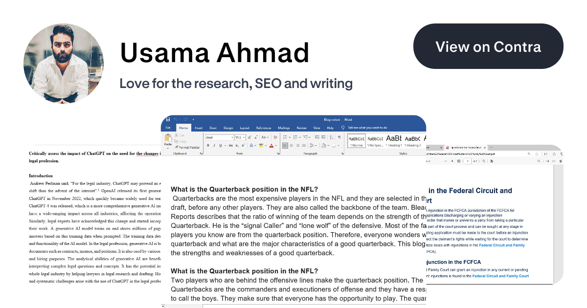 Usama Ahmad on Contra