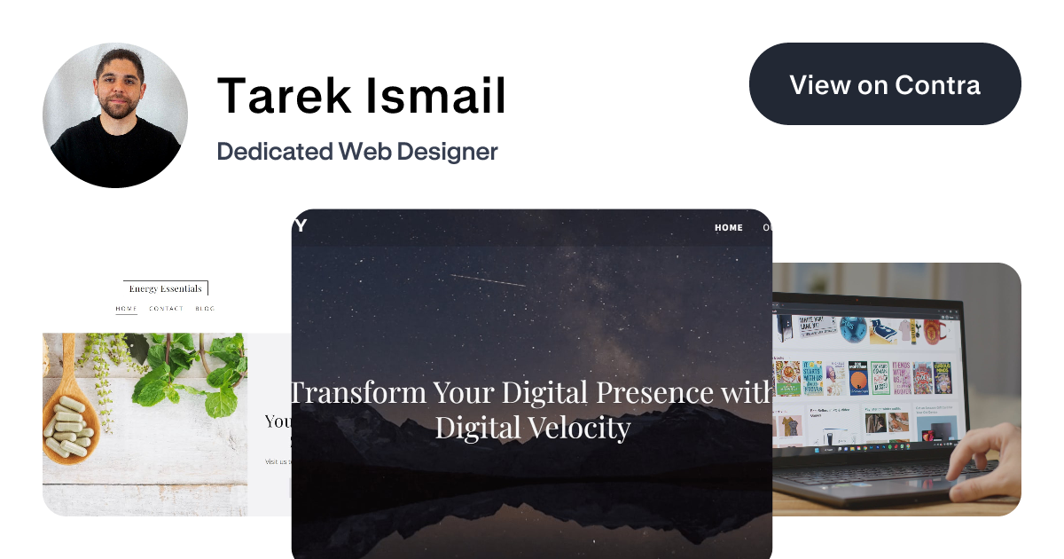 Tarek Ismail on Contra | Dedicated Web Designer