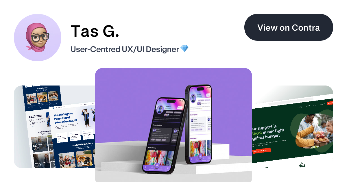 Tas G. on Contra | User-Centred UX/UI Designer 💎