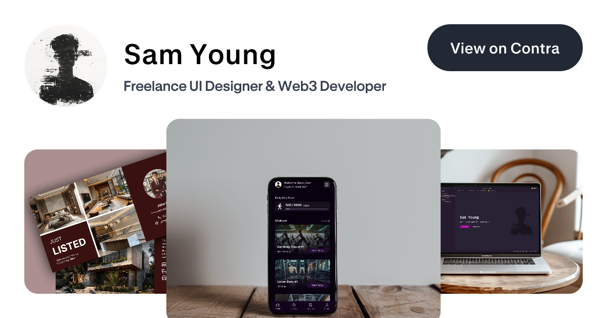 Sam Young on Contra | Freelance UI Designer & Web3 Developer