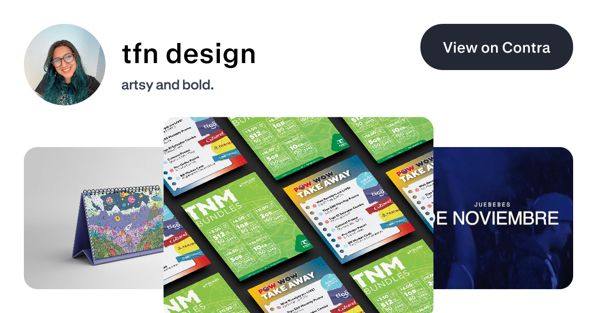 tfn design on Contra | artsy and bold.