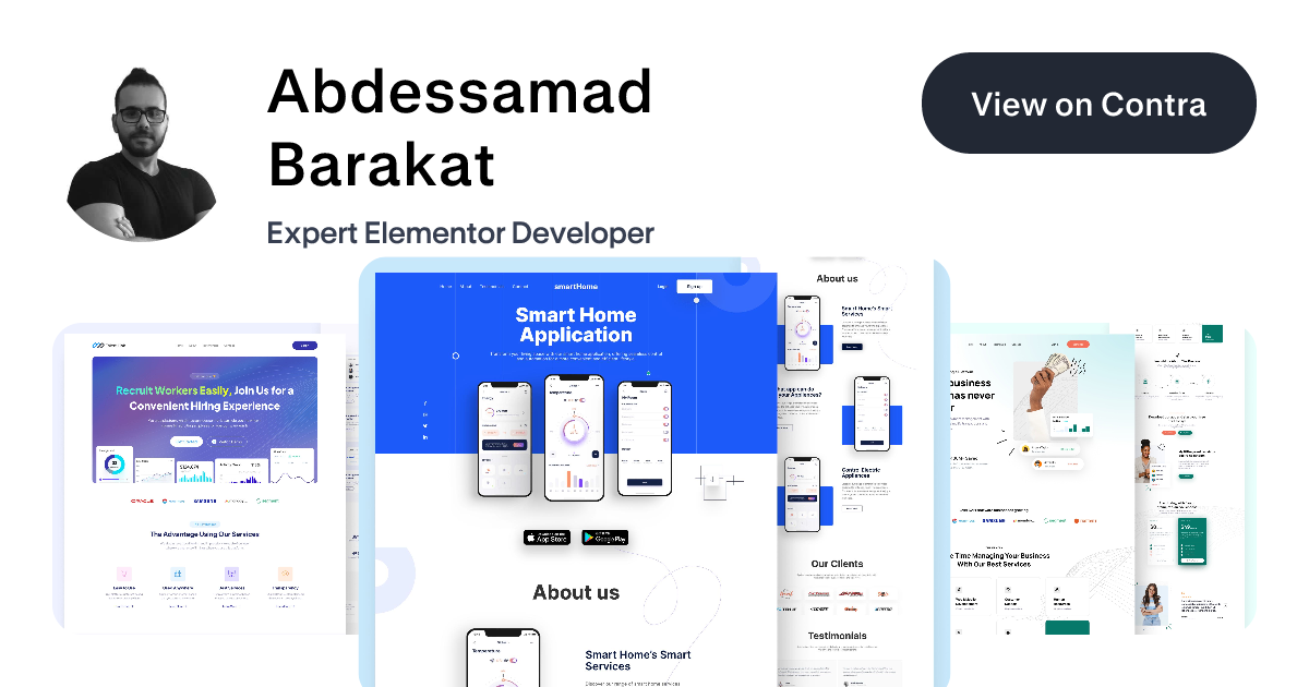 Abdessamad Barakat on Contra | Expert Elementor Developer