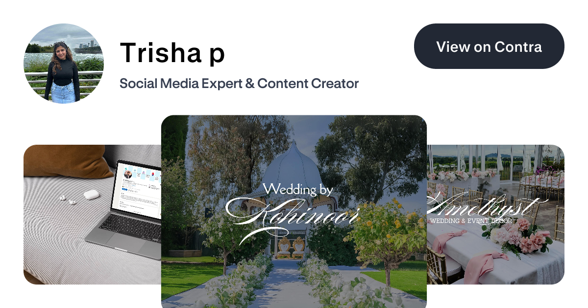 Trisha p on Contra | Social Media Expert & Content Creator