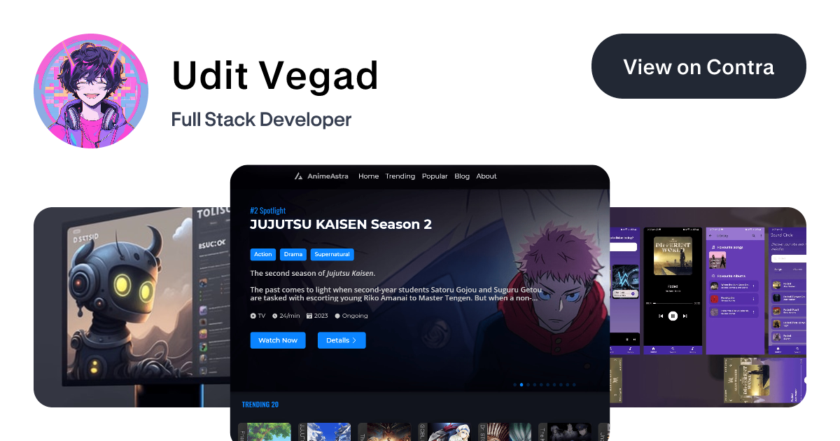 Udit Vegad on Contra | Full Stack Developer