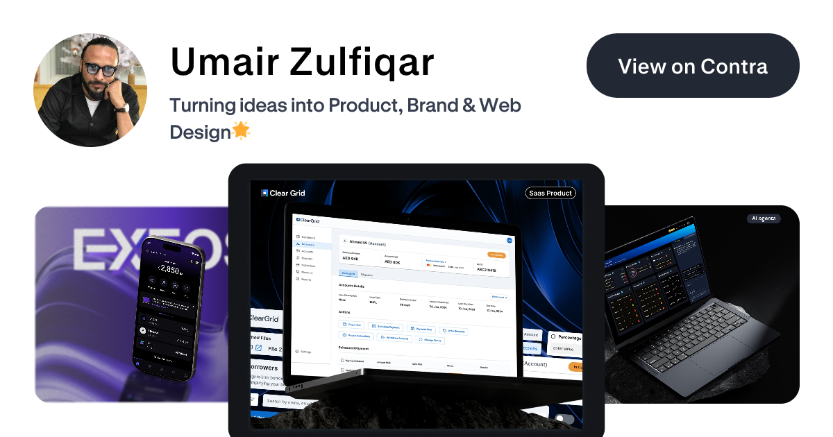 Umair Zulfiqar on Contra | UI/UX Designer with AI expertise
