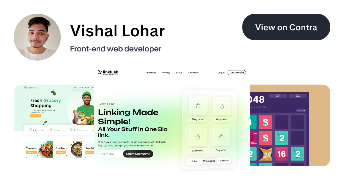 Vishal Lohar on Contra | Front-end web developer